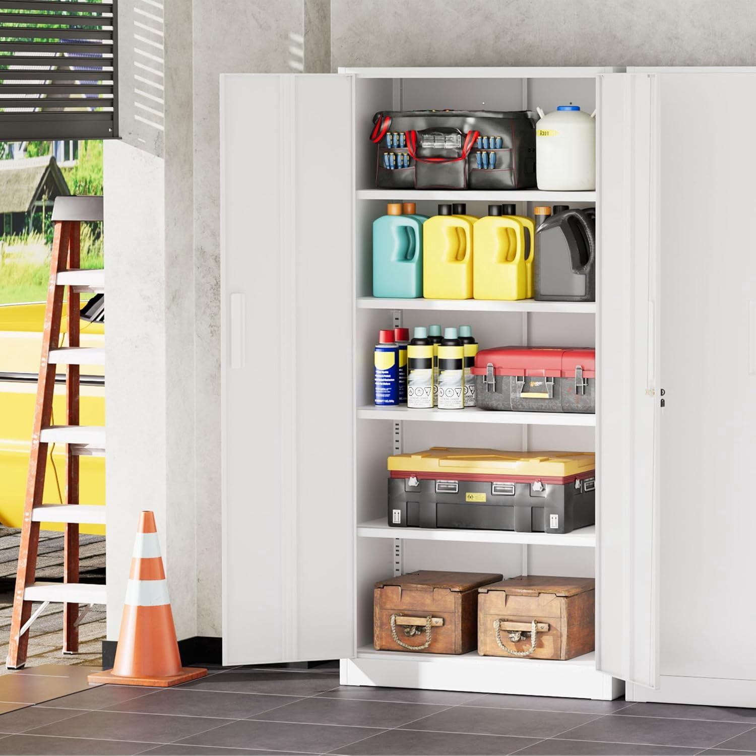 SOLAURA Metal Storage Office Cabinets with Locking Doors and Adjustable ...