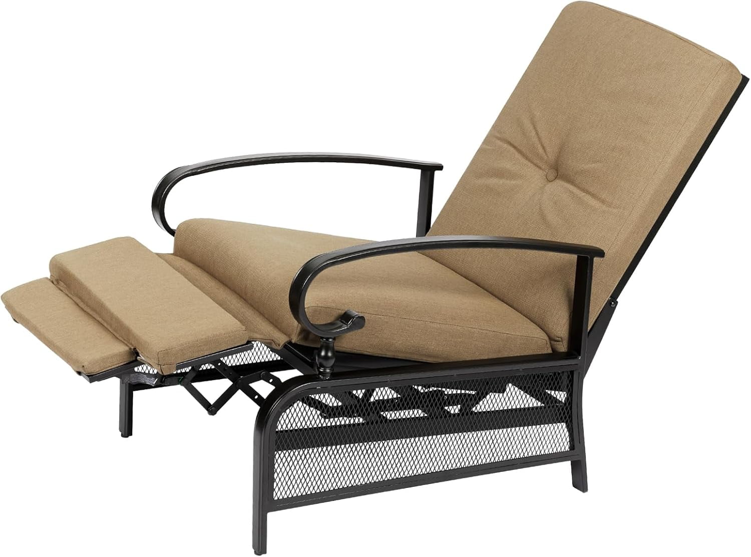 SOLAURA Outdoor Recliner Adjustable Backrest Lounge Chair with Black ...