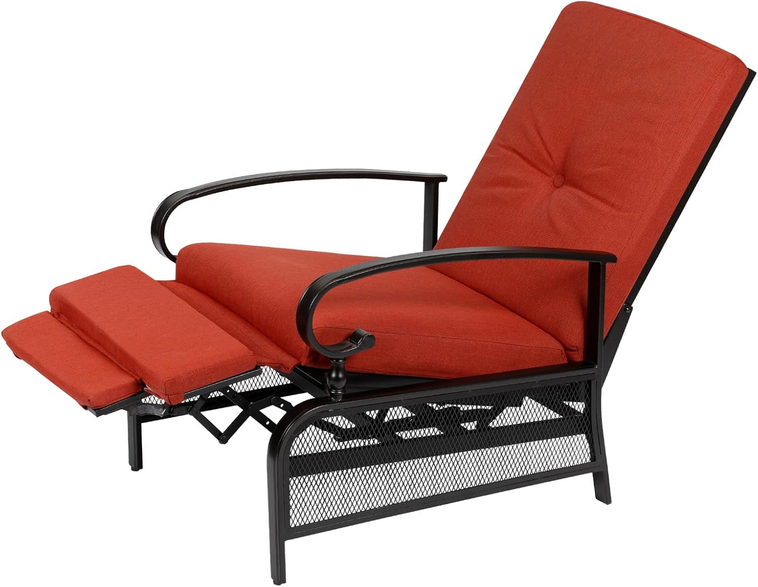 SOLAURA Outdoor Recliner Adjustable Backrest Lounge Chair with Black ...