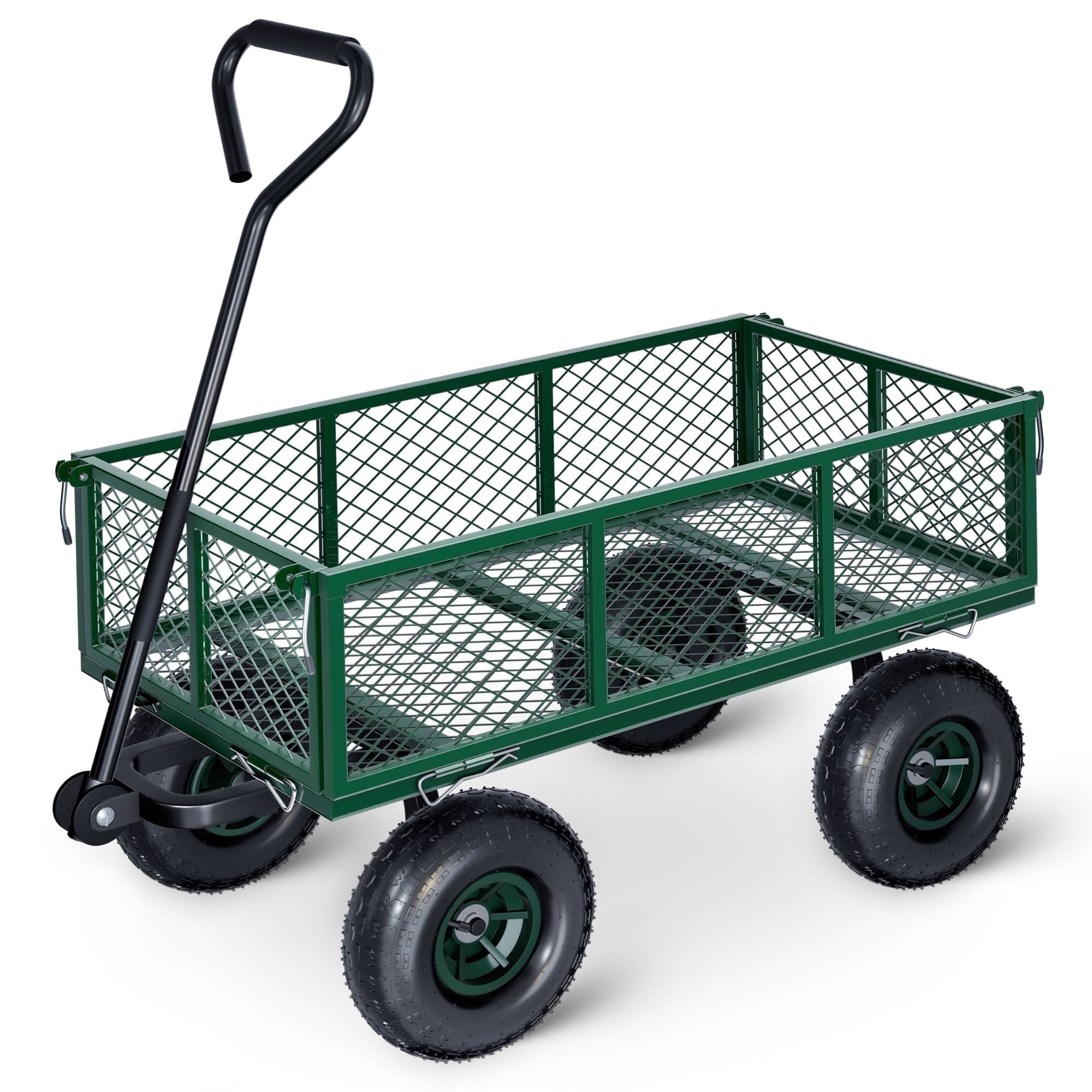 SOLAURA Metal Garden Cart with Removable Mesh Sides, Heavy-Duty 800lbs ...