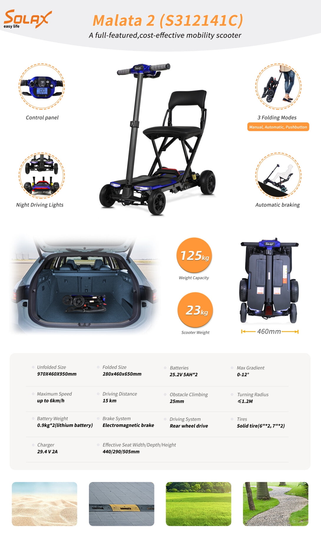 SOLAX 4-Wheel Remote Control Foldable Mobility Scooter for Adults ...