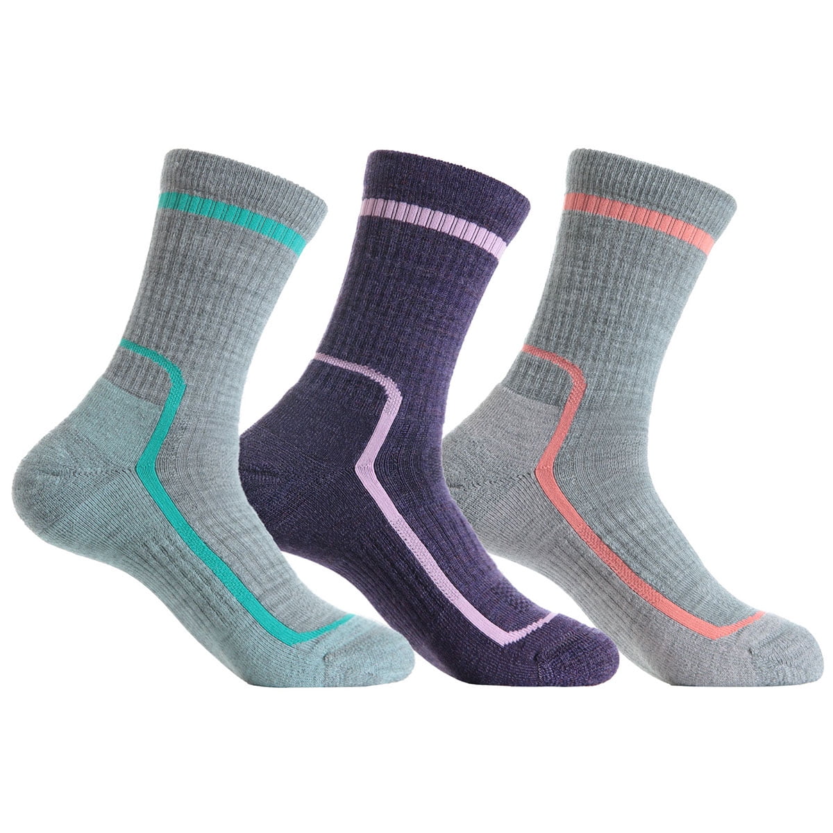 Solax Women's Merino Wool Hiking Socks, Cushioned, Breathable, 3 Pairs ...