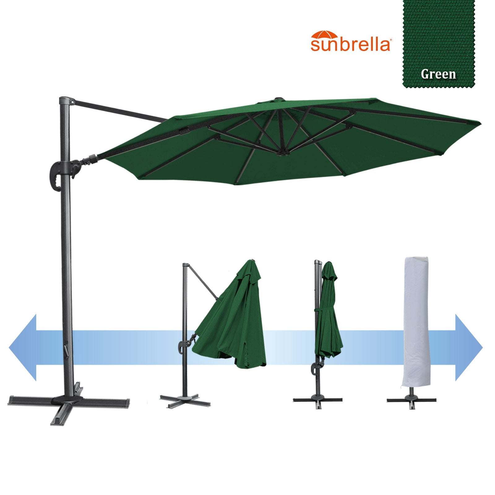 SOLAXO 11.5' Cantilever Offset Umbrella Fade-Resistant Sunbrella Fabric ...