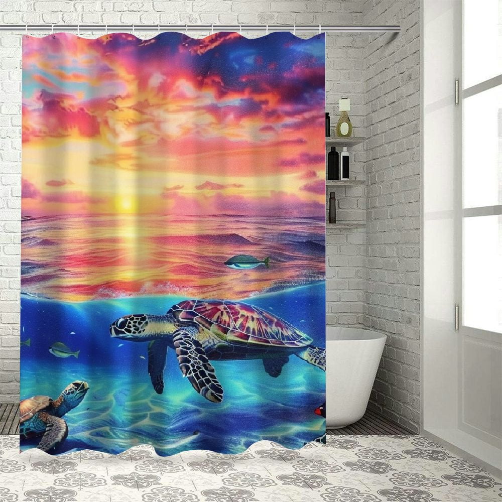 Orinice Turtle Ocean Sunset Bathroom Decor Set, Colorful Luxurious ...