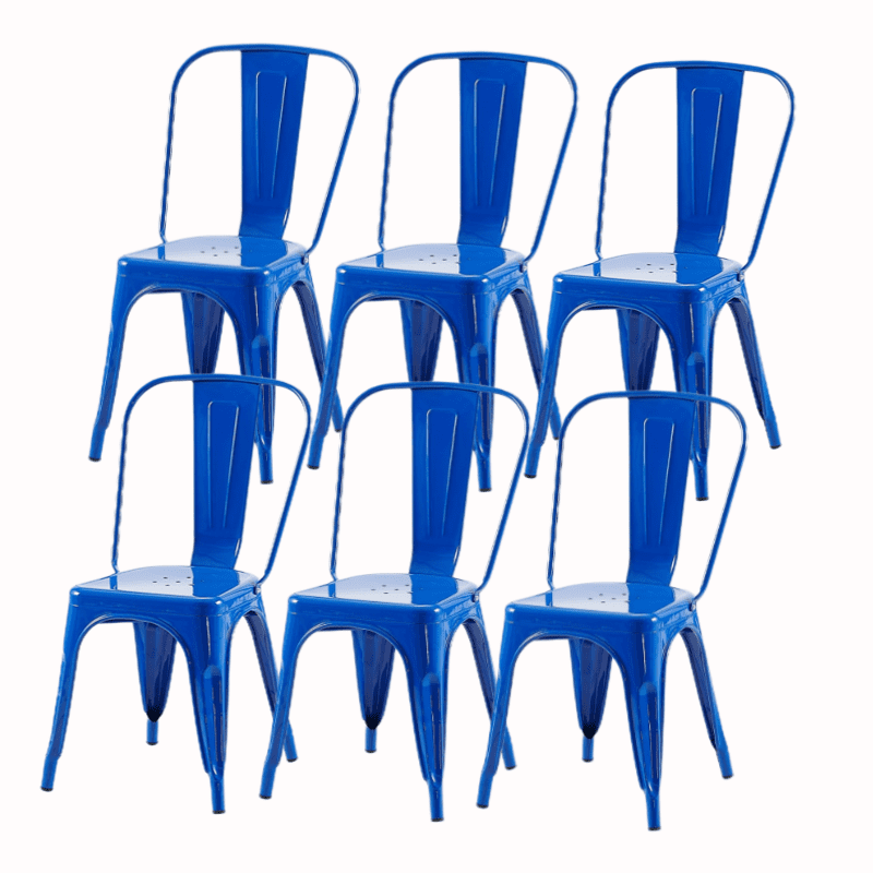 SOLEGGIATA Blue Metal Dining Chairs Set of 6 - 18 inch Seat Height ...