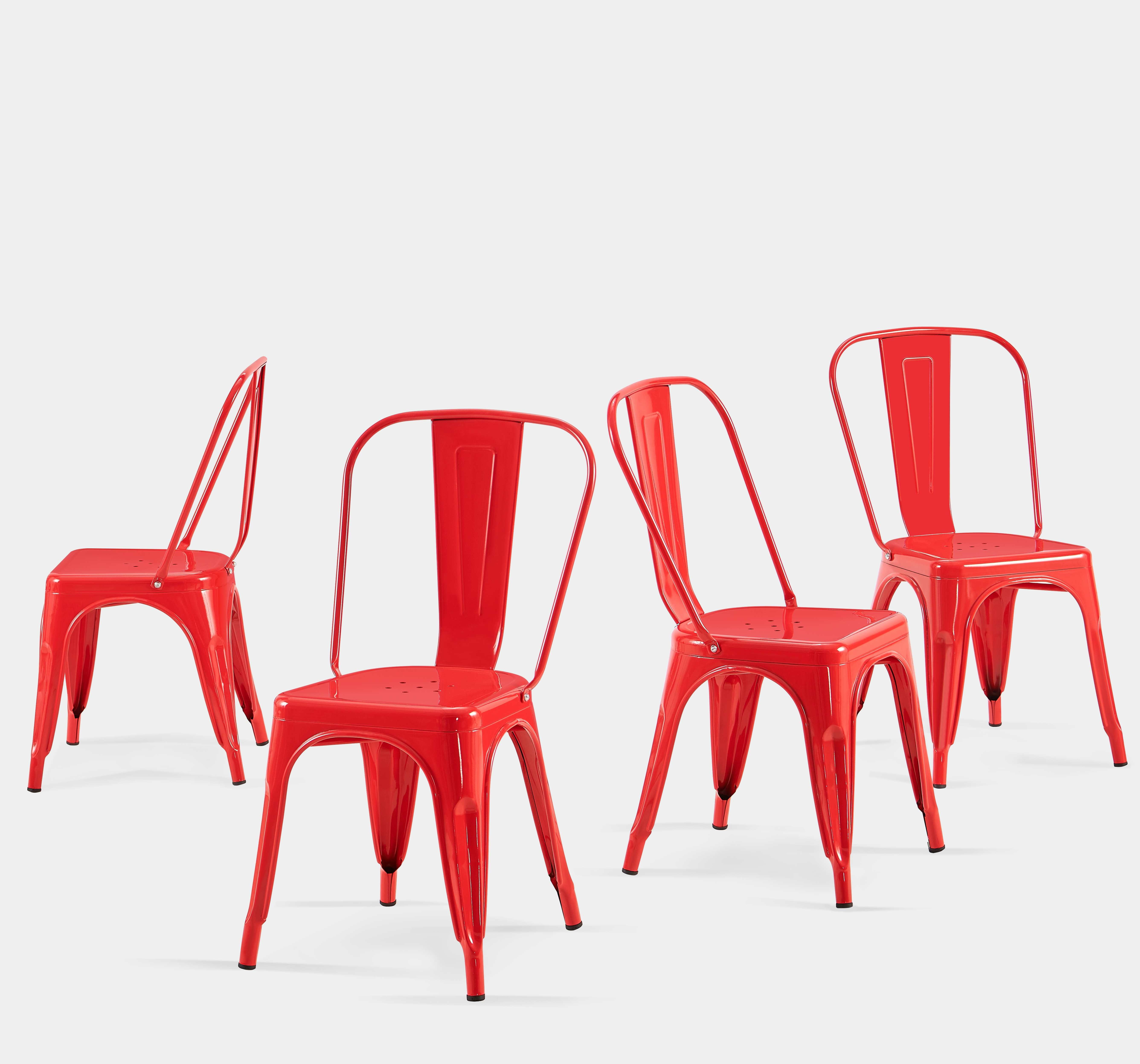 SOLEGGIATA Metal Chairs Set of 4 Dining Chairs Modern Stackable Tolix ...