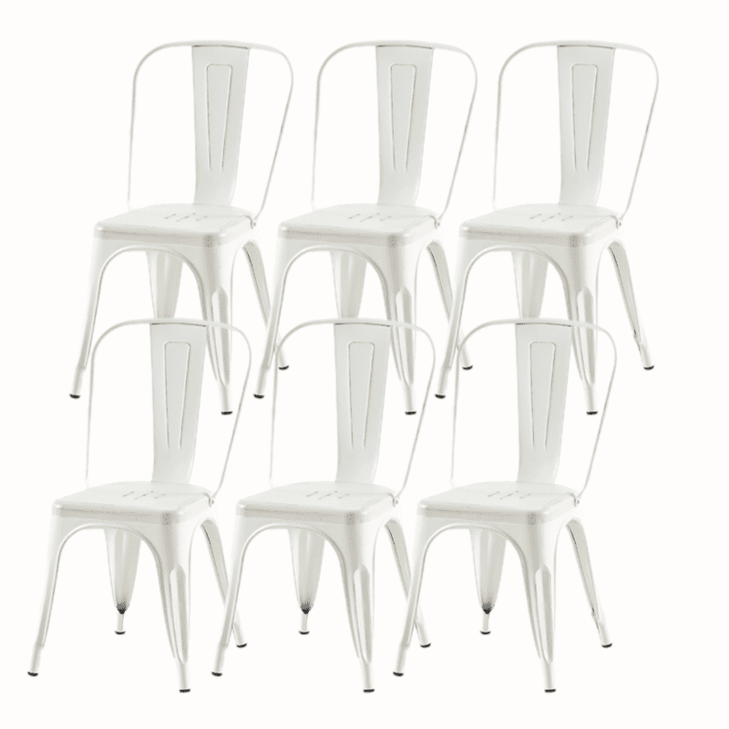 SOLEGGIATA Metal Dining Chairs Set of 6 White Iron Metal Kitchen Chairs ...