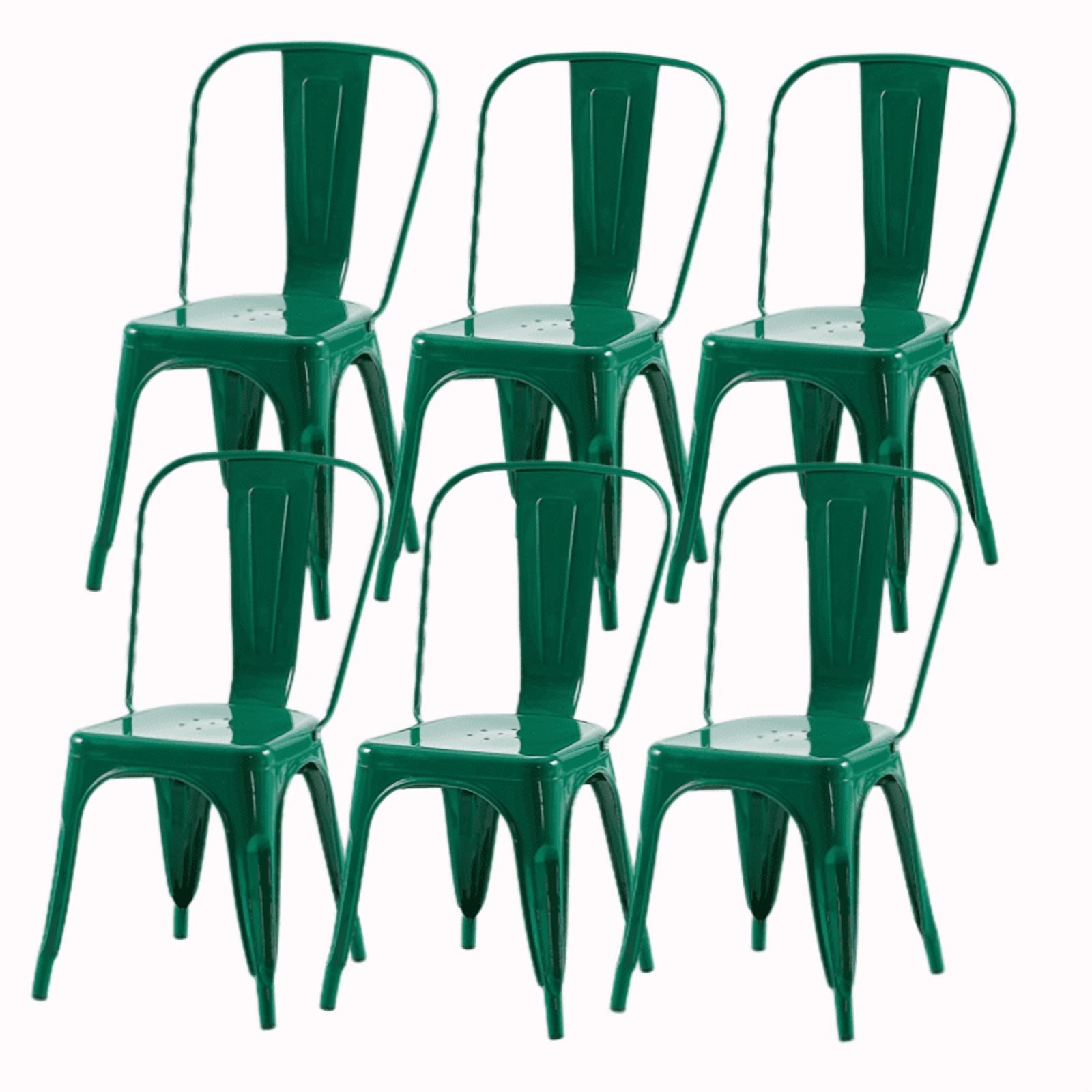 SOLEGGIATA Metal Dining Chairs Set of 6 Industrial Stackable Metal ...