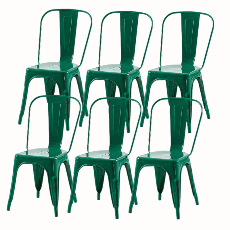 SOLEGGIATA Metal Dining Chairs Set of 6 Industrial Stackable Metal ...