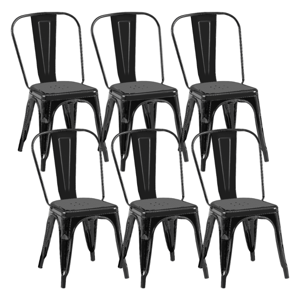 SOLEGGIATA Metal Dining Chairs Set of 6 Iron Stackable Kitchen Dining ...