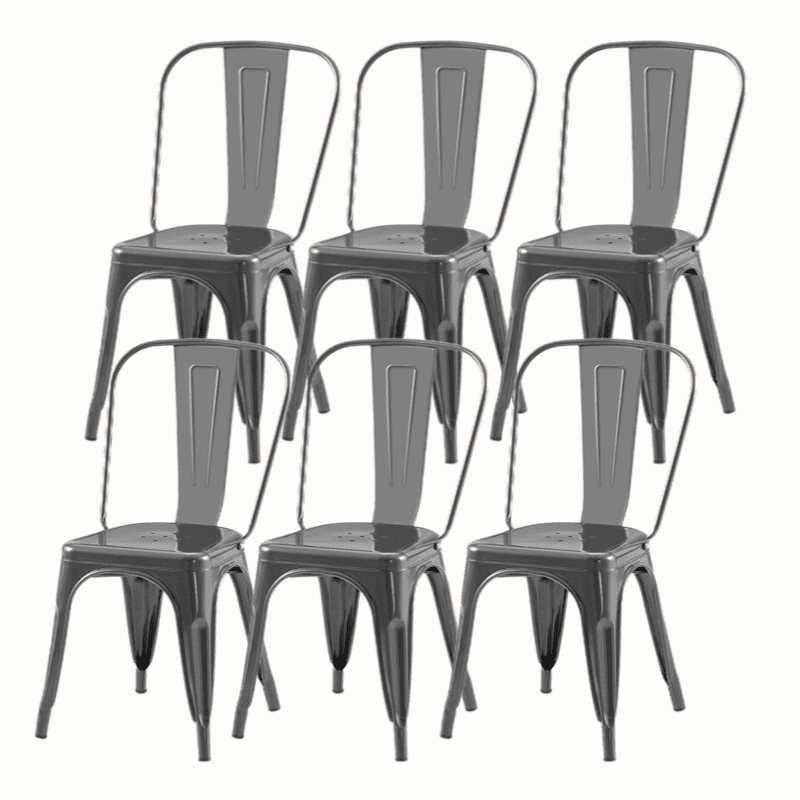 SOLEGGIATA Metal Kitchen Chairs Set of 6 Industrial Stackable Metal ...