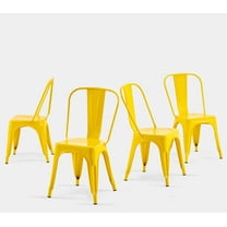 Magshion Stackable Metal Dining Chairs Set of 4, with High Backrest ...