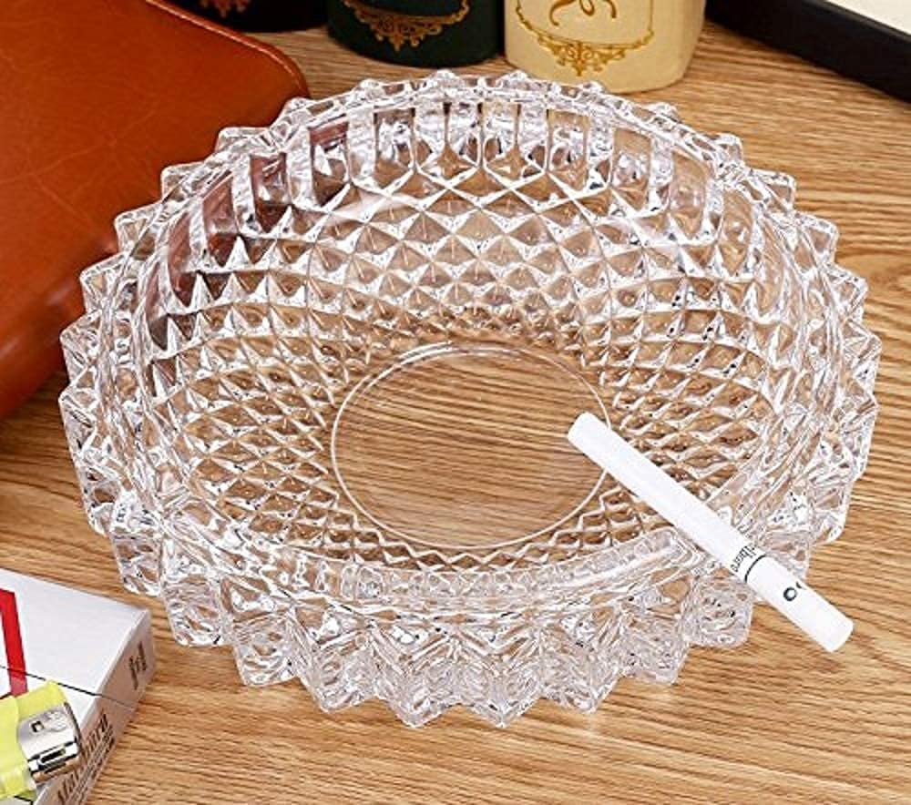 SOLEGLOW Diamond Cut Round Crystal Ashtray for Cigarettes Cigars ...
