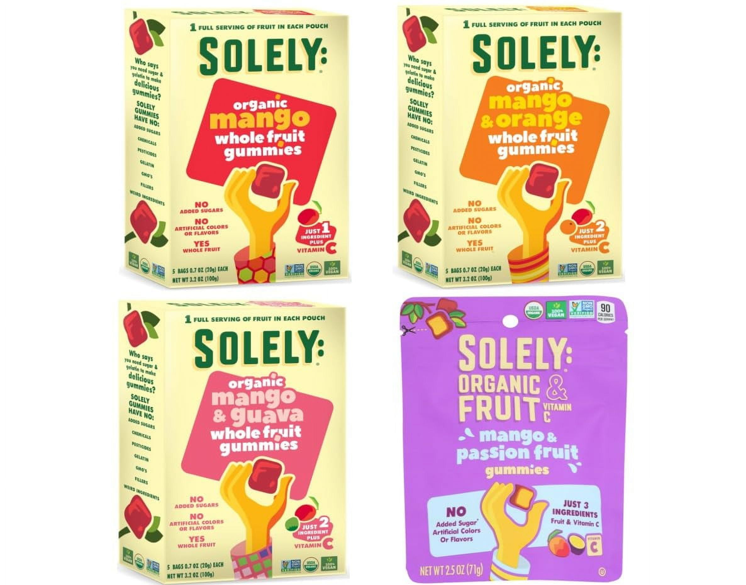 SOLELY Organic Fruit Gummies Variety Pack, Mango, Mango & Orange, Mango ...