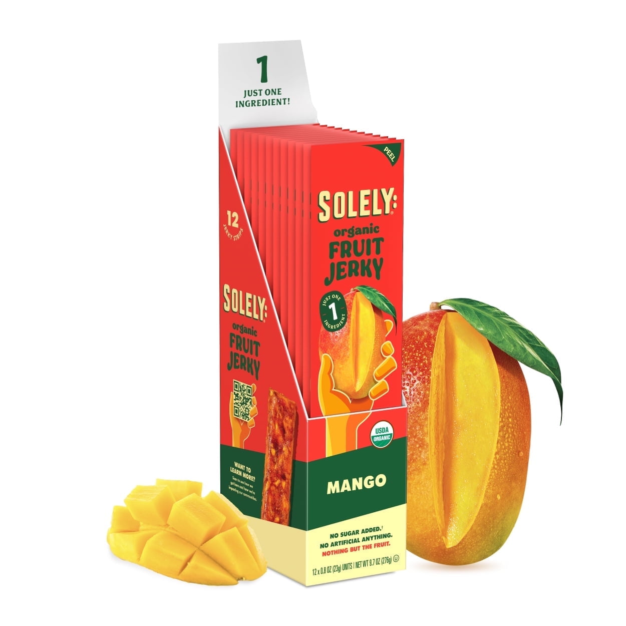 SOLELY Real Natural Healthy Organic Mango Fruit Jerky, 12 Individually ...