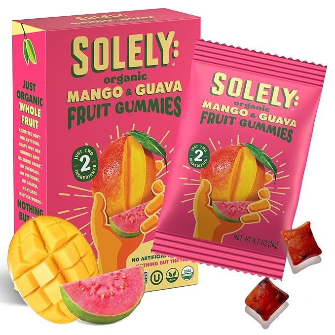 SOLELY - Organic Mango & Guava Whole Fruit Gummies (1 Box, 5 Single ...