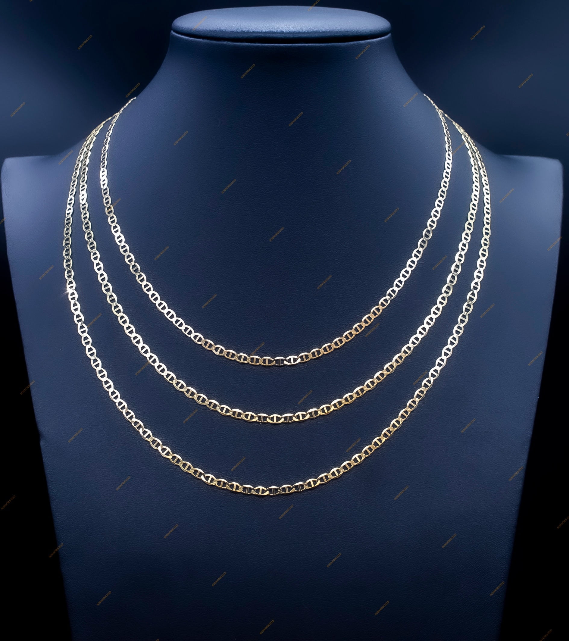 SOLID 10k Real Yellow Gold 3.2mm Mariner Anchor Link Chain Necklace ...