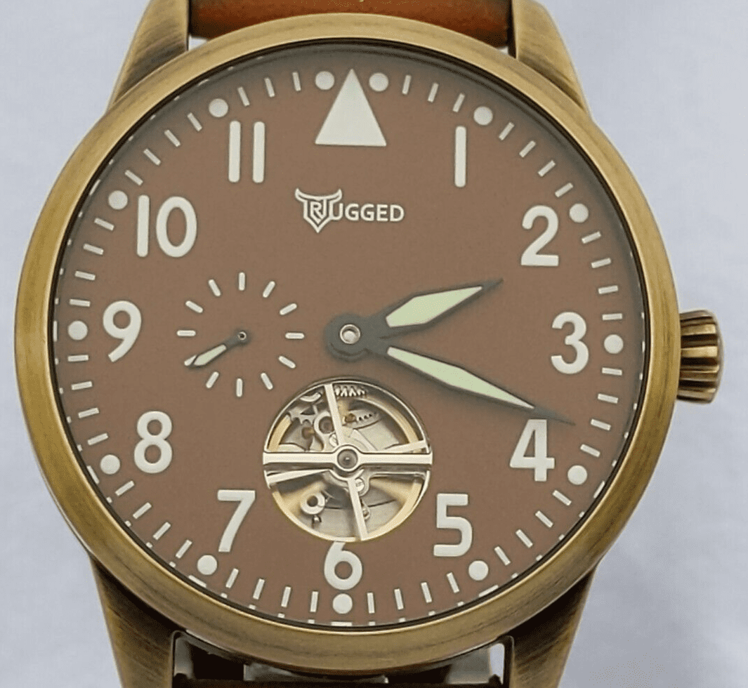 SOLID BRASS, Automatic SeaGull field watch, pilot flieger, flywheel ...