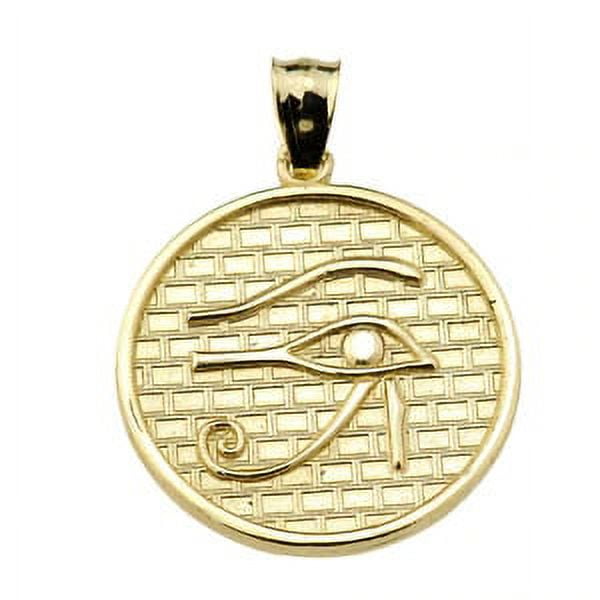 SOLID GOLD EYE OF HORUS ROUND CHARM PENDANT (13 STEPS) : 14K Pendant ...