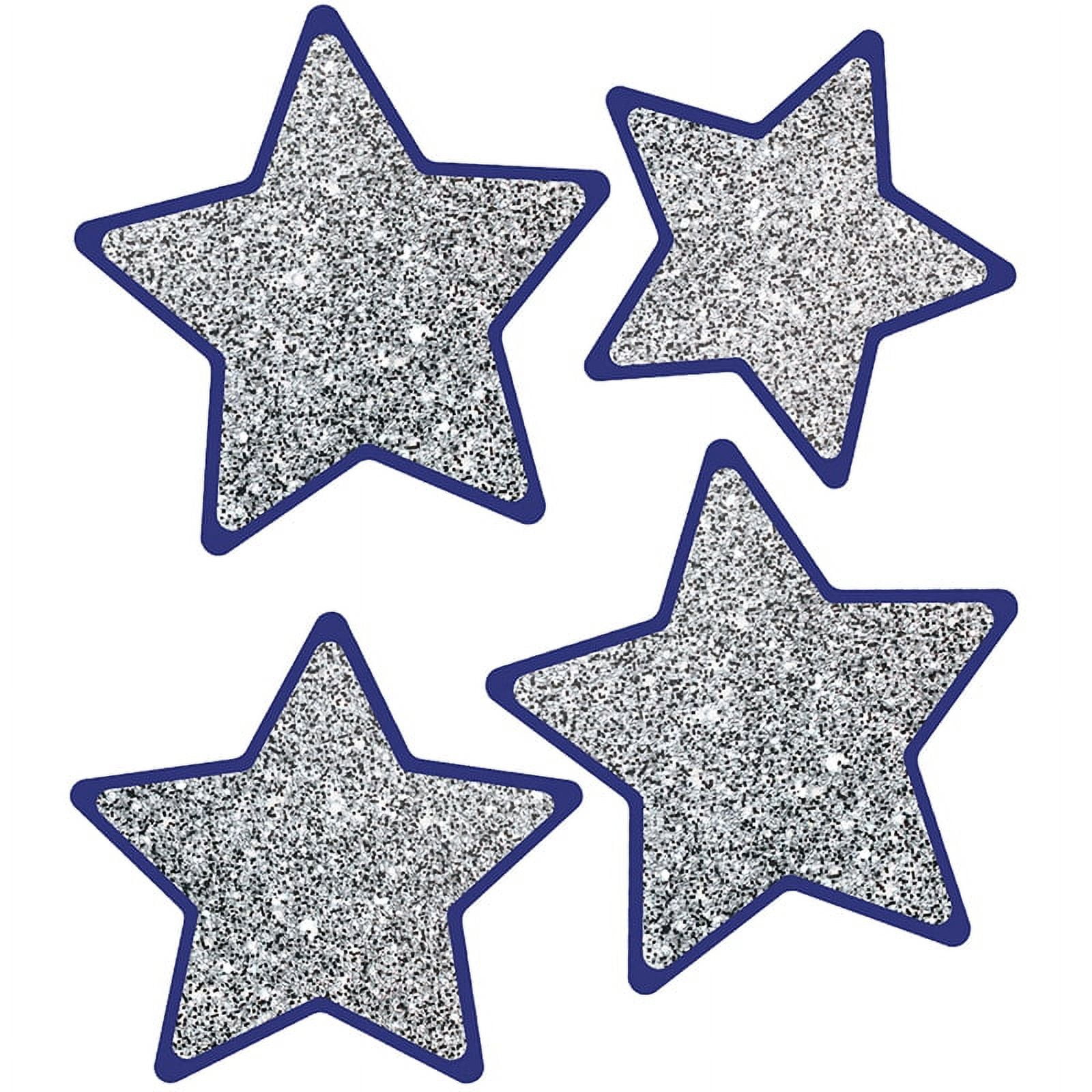 CD-120570 - Sparkle + Shine Solid Silver Glitter Stars Cut-Outs, Pack ...