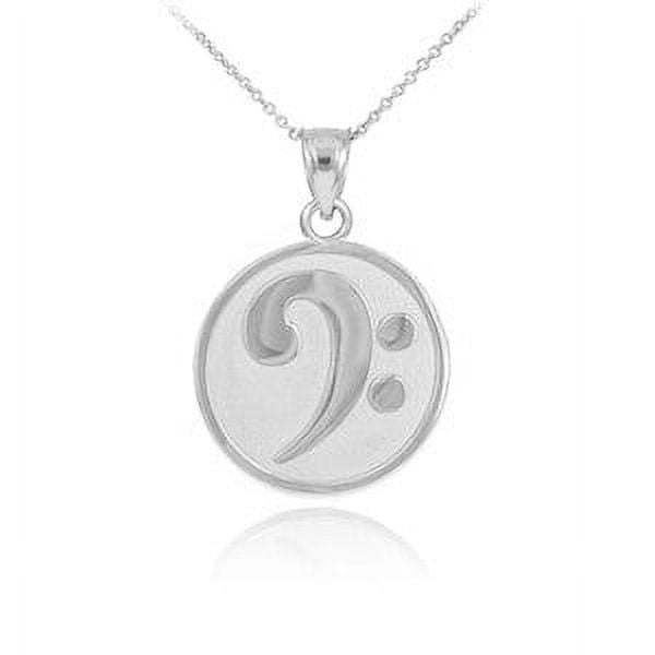 SOLID WHITE GOLD TEXTURED BASS F-CLEF CHARM PENDANT NECKLACE : 14K ...