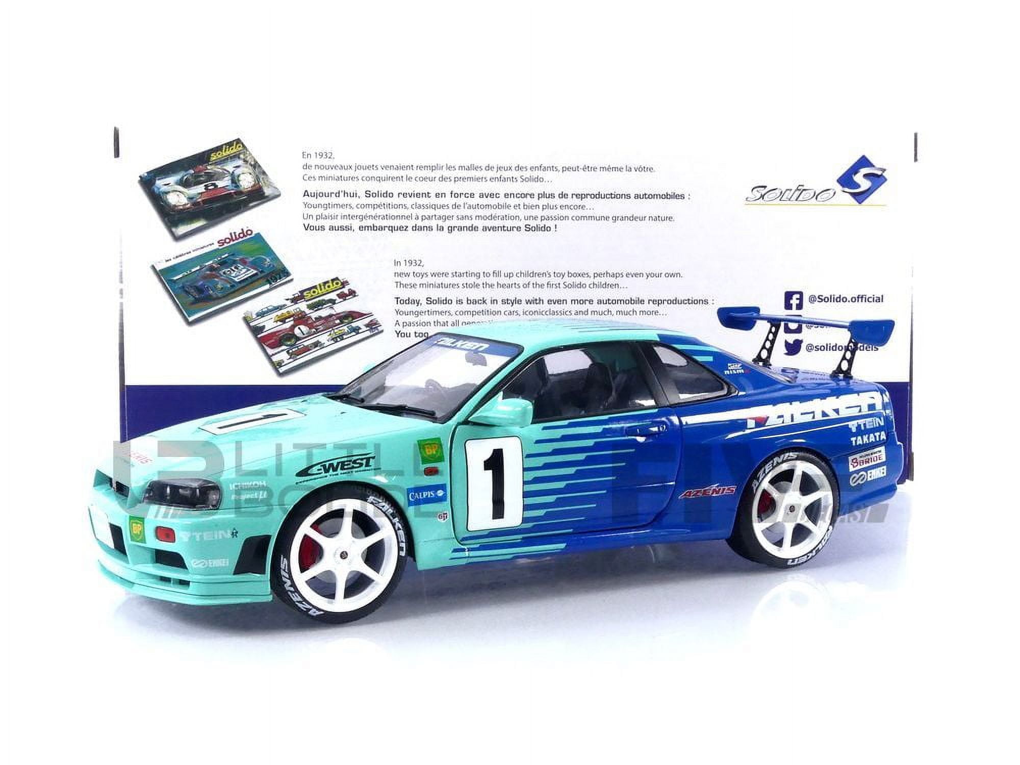 Solido 1999 Nissan Skyline GT-R (R34) Falken Drift Livery – Green Blue ...