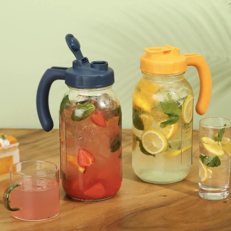 SOLIGT Mason Jar Pitcher with Handle, 64oz Wide Mouth, Airtight ...
