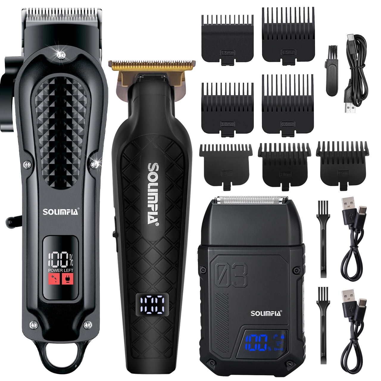 SOLIMPIA Men's Three-Piece Hair Clipper and Shaver Set—Featuring LED ...