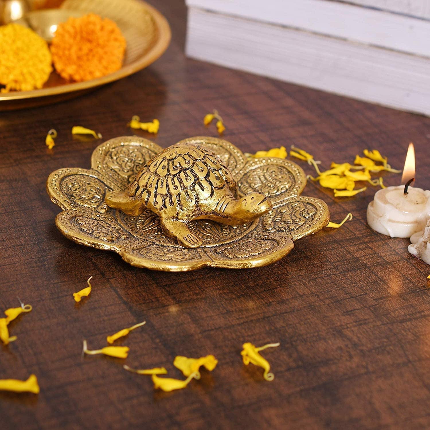 SOLINO Metal Feng Shui Tortoise On Plate ShowpieceBest Gift for Career ...
