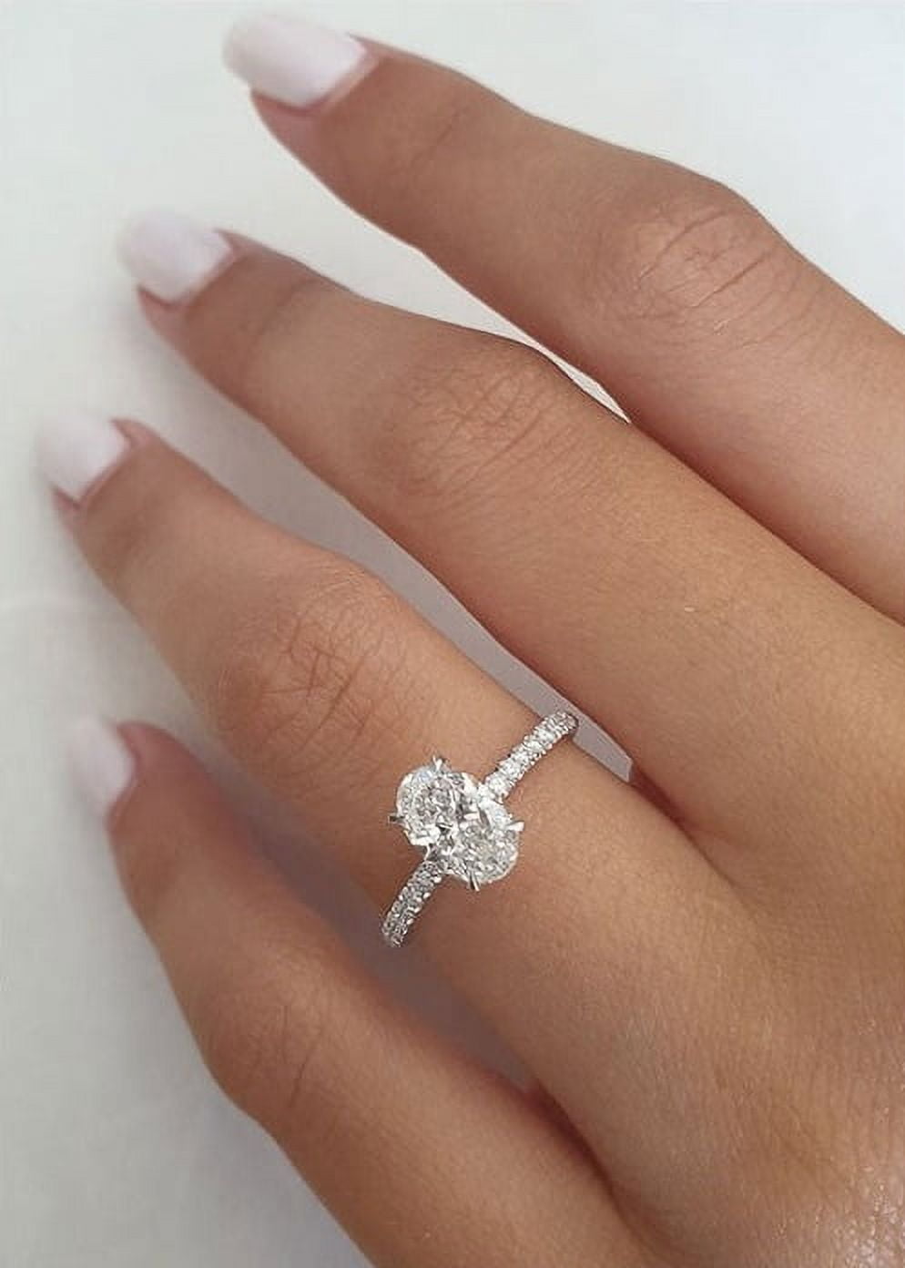 SOLITAIRE JEWELS 1.0Ct Oval Cut Moissanite Diamond Hidden Halo ...