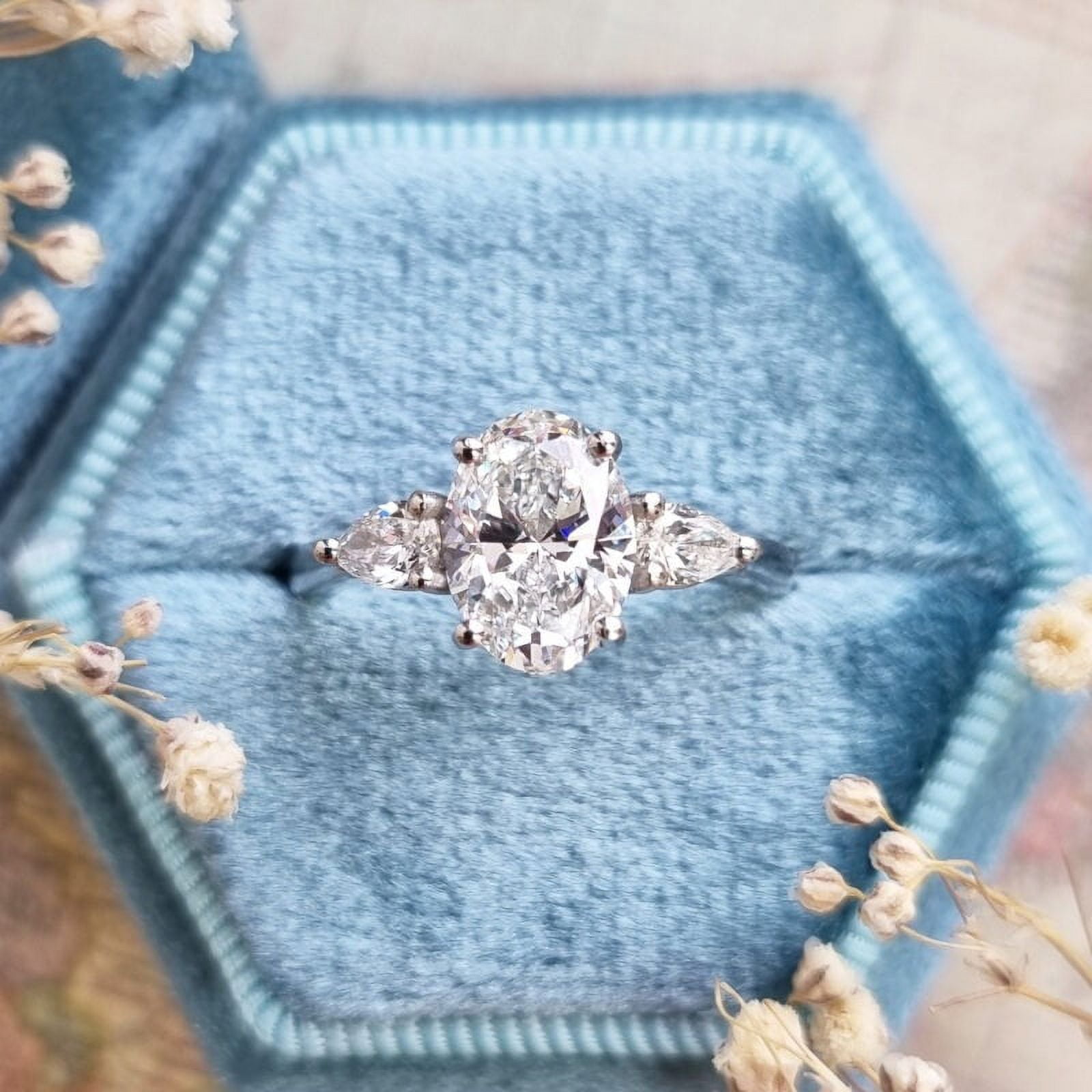 SOLITAIRE JEWELS 1.50Ct - Oval White Moissanite Diamond Anniversary ...