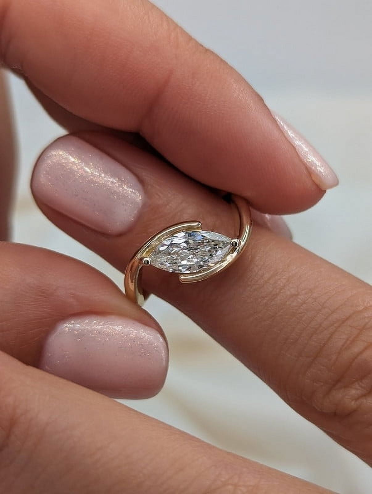 SOLITAIRE JEWELS 1Ct Elegant Marquise-Cut Moissanite Diamond Ring in ...