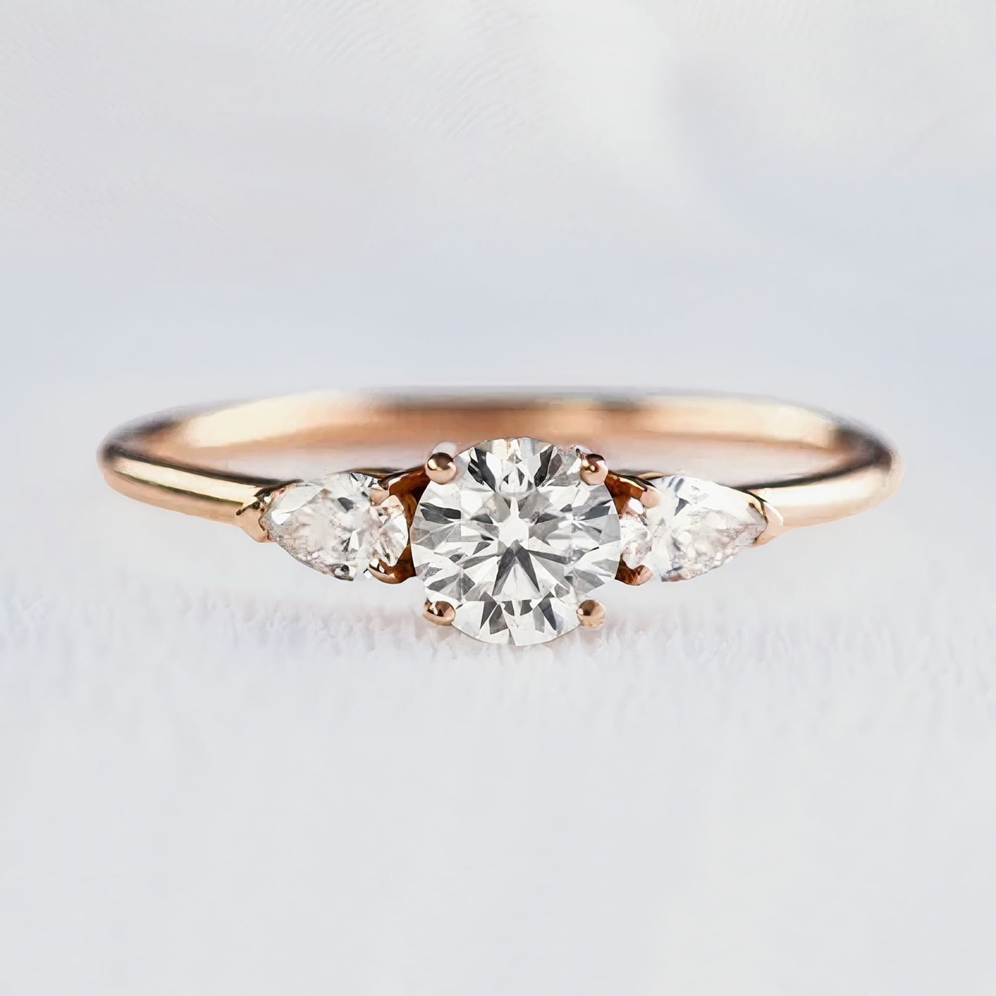 SOLITAIRE JEWELS 1ct Moissanite Engagement Ring Round and Side Pear ...
