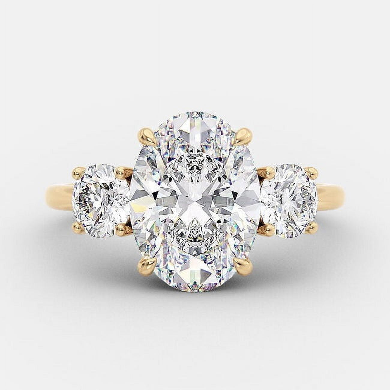 SOLITAIRE JEWELS 2.1 CT Oval Three Stone Moissanite Engagement Ring For ...