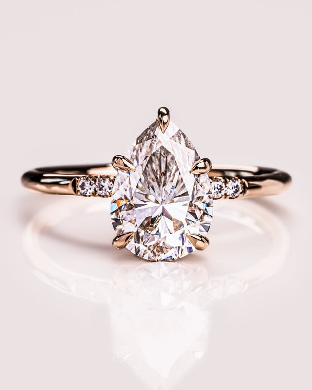 SOLITAIRE JEWELS 2.3CT Pear Cut Solitaire Moissanite Engagement Ring ...