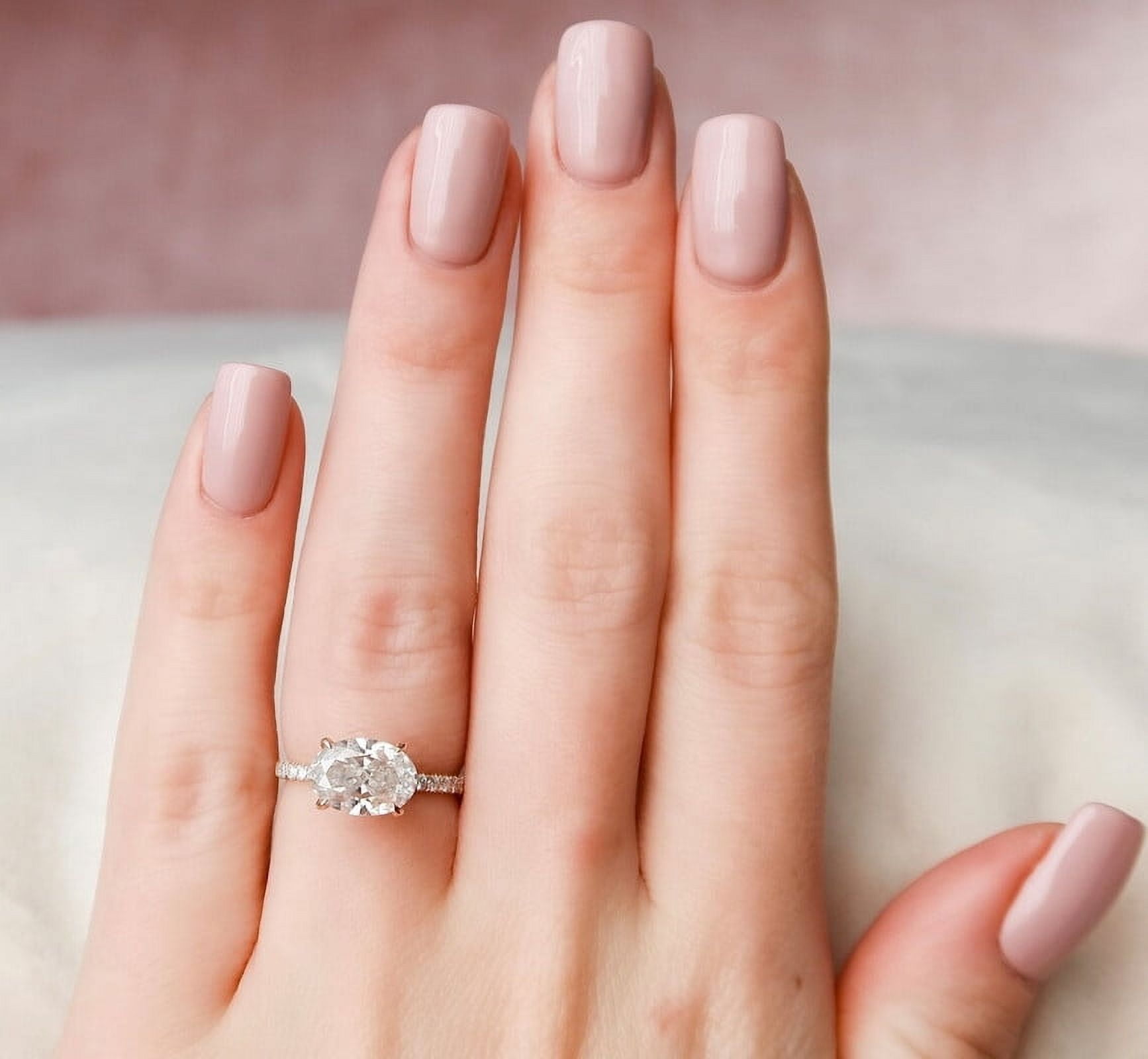 SOLITAIRE JEWELS 2.80CT East West Oval Hidden Halo Pave Moissanite ...