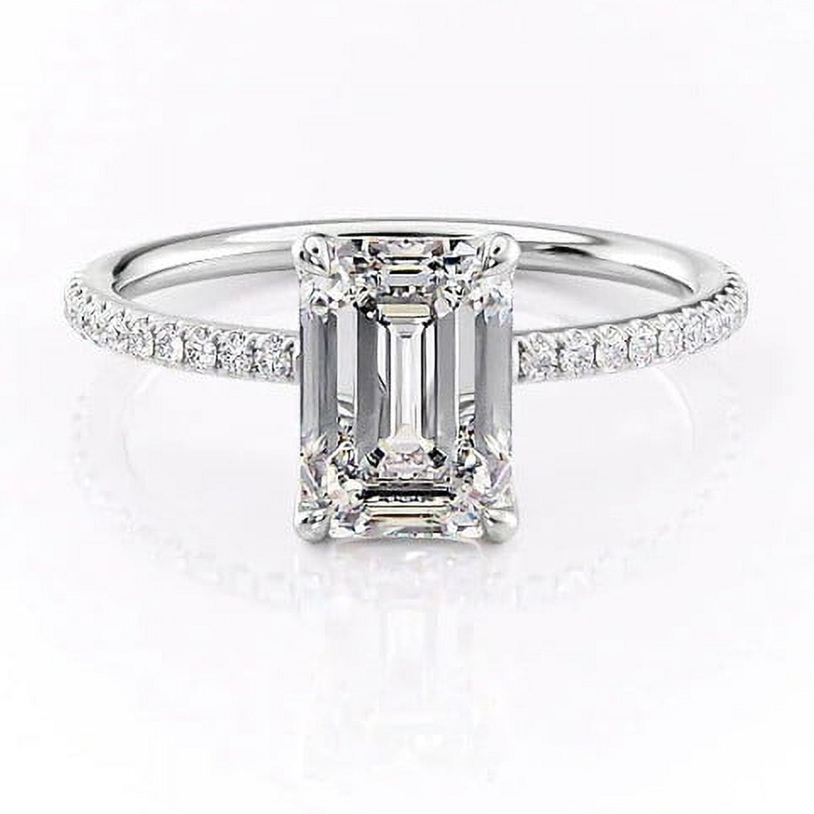 SOLITAIRE JEWELS 2Ct Emerald Cut Moissanite Engagement Ring, Solitaire ...