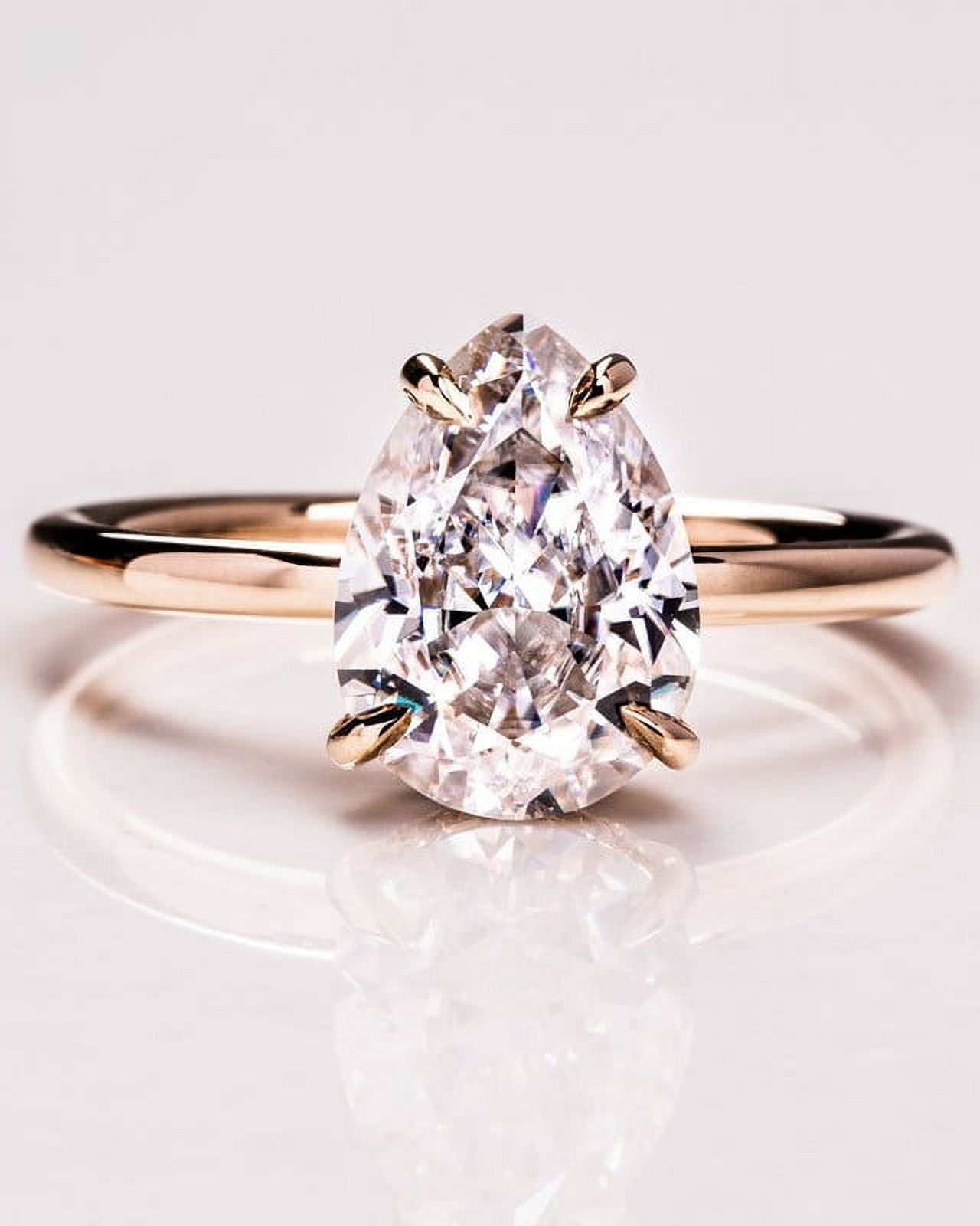 SOLITAIRE JEWELS 3.CT Pear Cut Moissanite Solitaire Engagement Ring ...