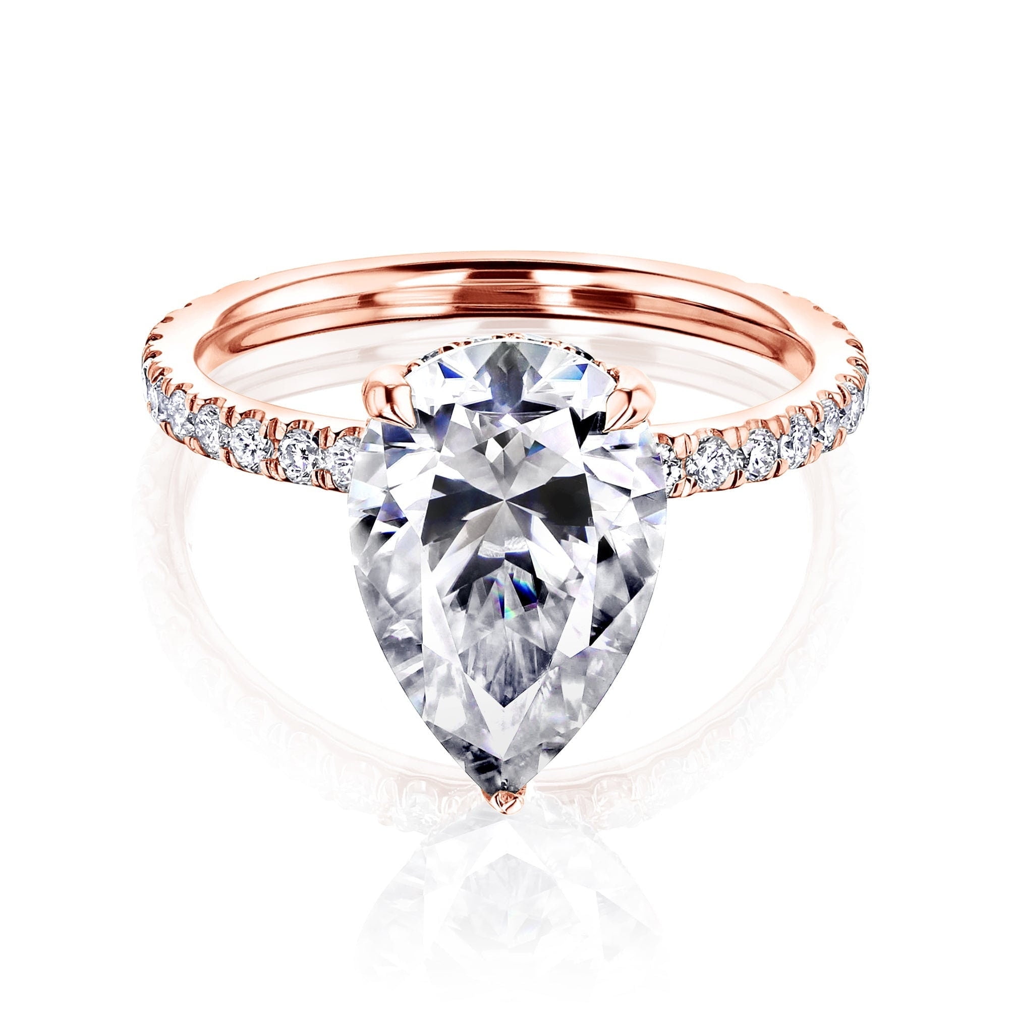 SOLITAIRE JEWELS 3ct Pear shape solitaire Moissanite Engagement Ring ...