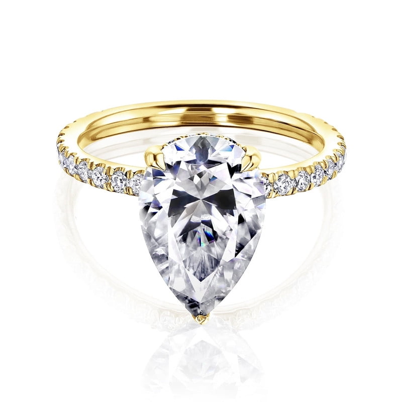 SOLITAIRE JEWELS 3ct Pear shape solitaire Moissanite Engagement Ring ...