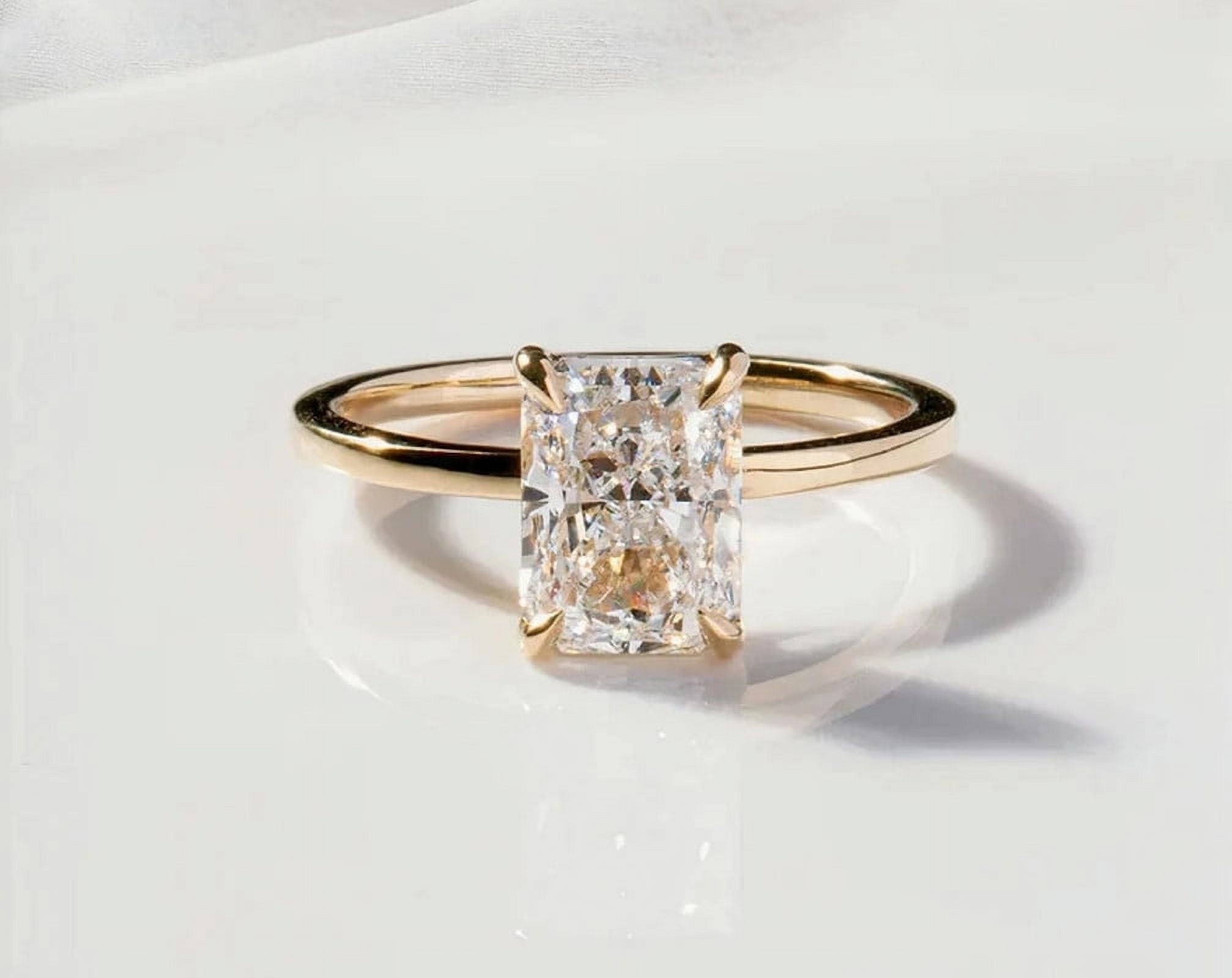 SOLITAIRE JEWELS Dainty 2.50 CT Radiant Cut Engagement Ring-Iced Out ...