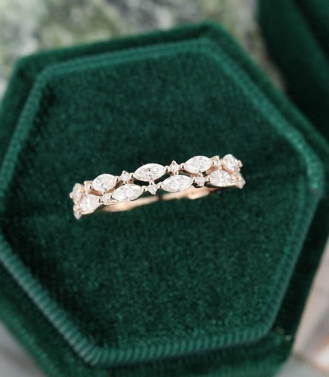 SOLITAIRE JEWELS Marquise Cut Moissanite Vintage Bridal Half Eternity ...