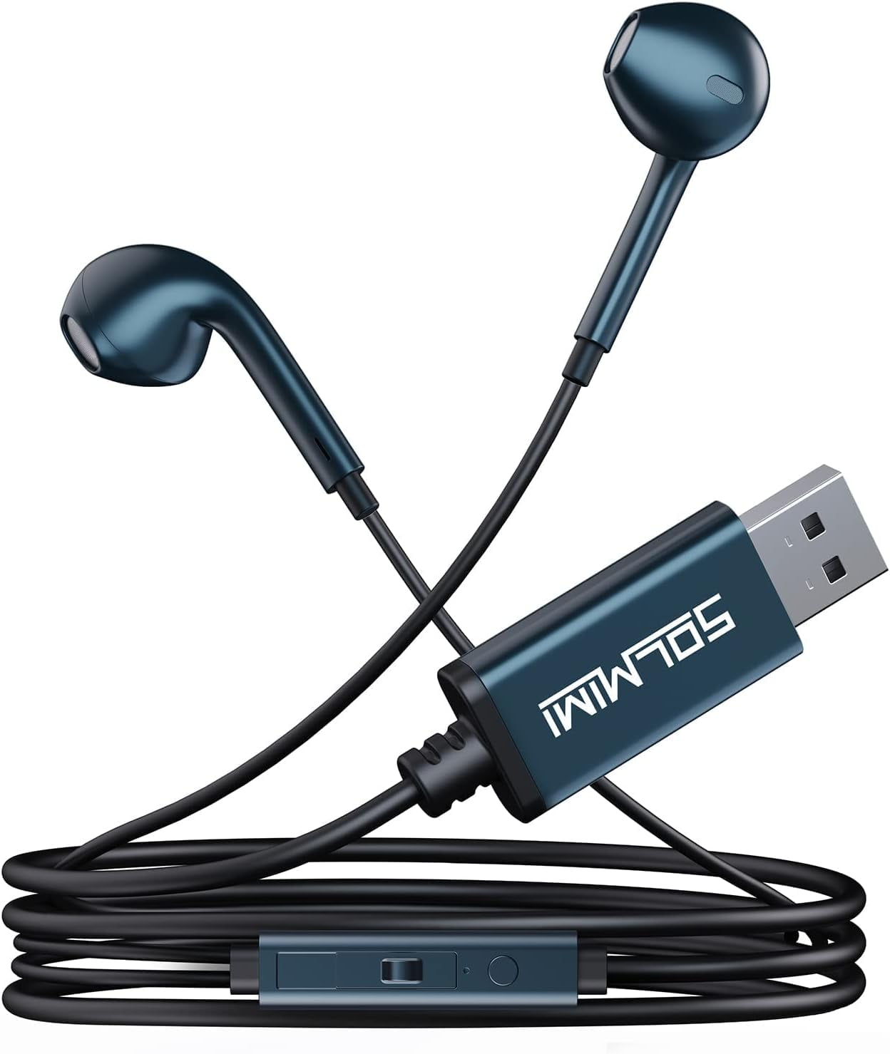 SOLMIMI USB Headphones with Microphone, Gaming Earbuds for PC Laptop ...