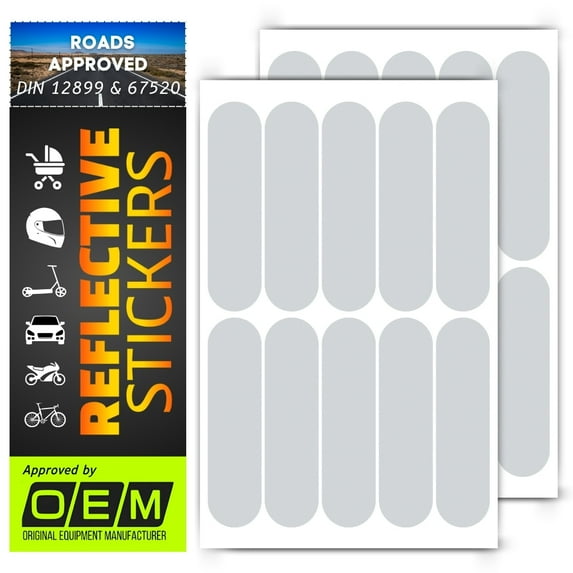 SOLNIT Pack of 20 Reflective Tape Stickers Black DIN67520 & ECE104 Made ...