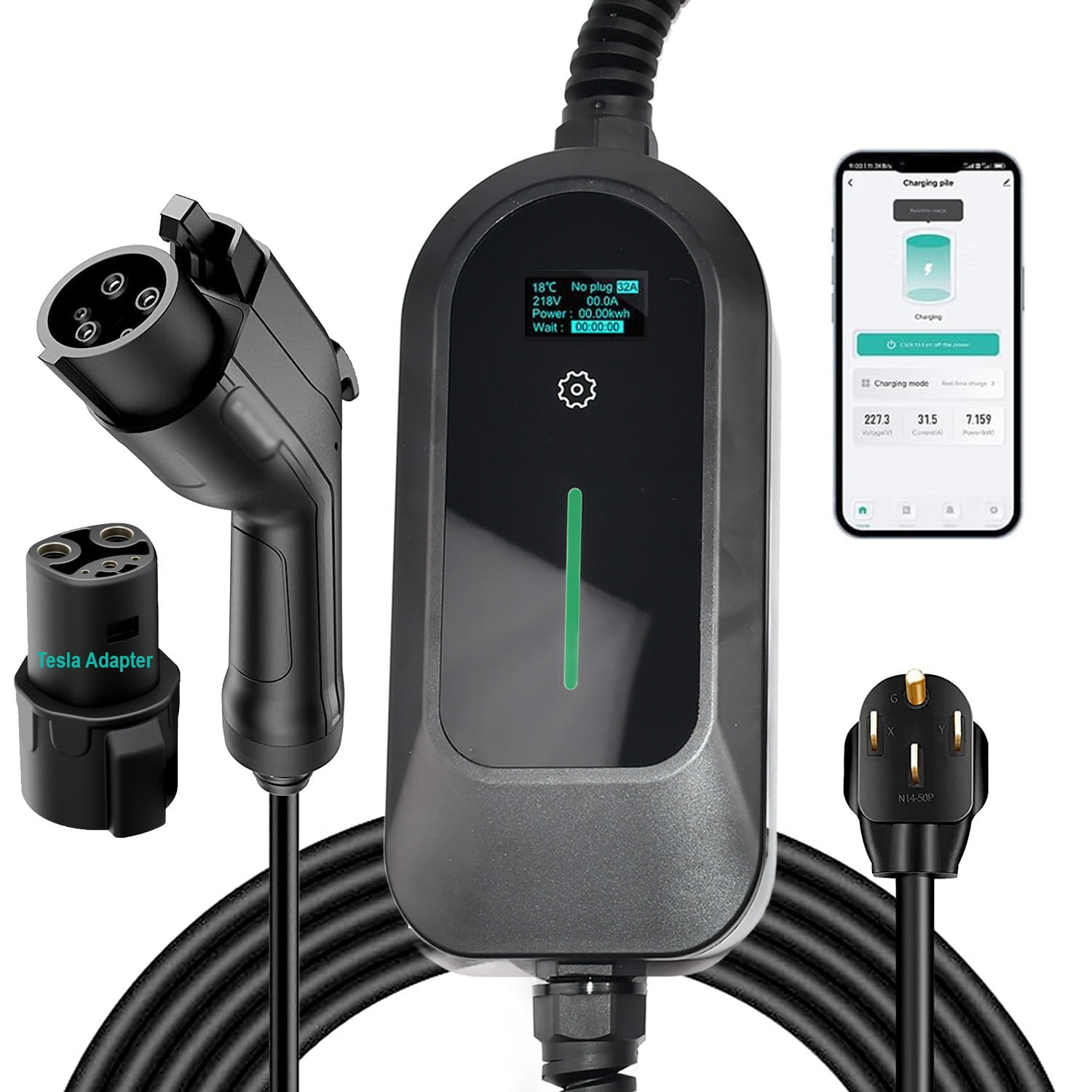 SOLO Level 2 EV Charger for All Tesla models, 240V 32Amp, NEMA 14-50 ...