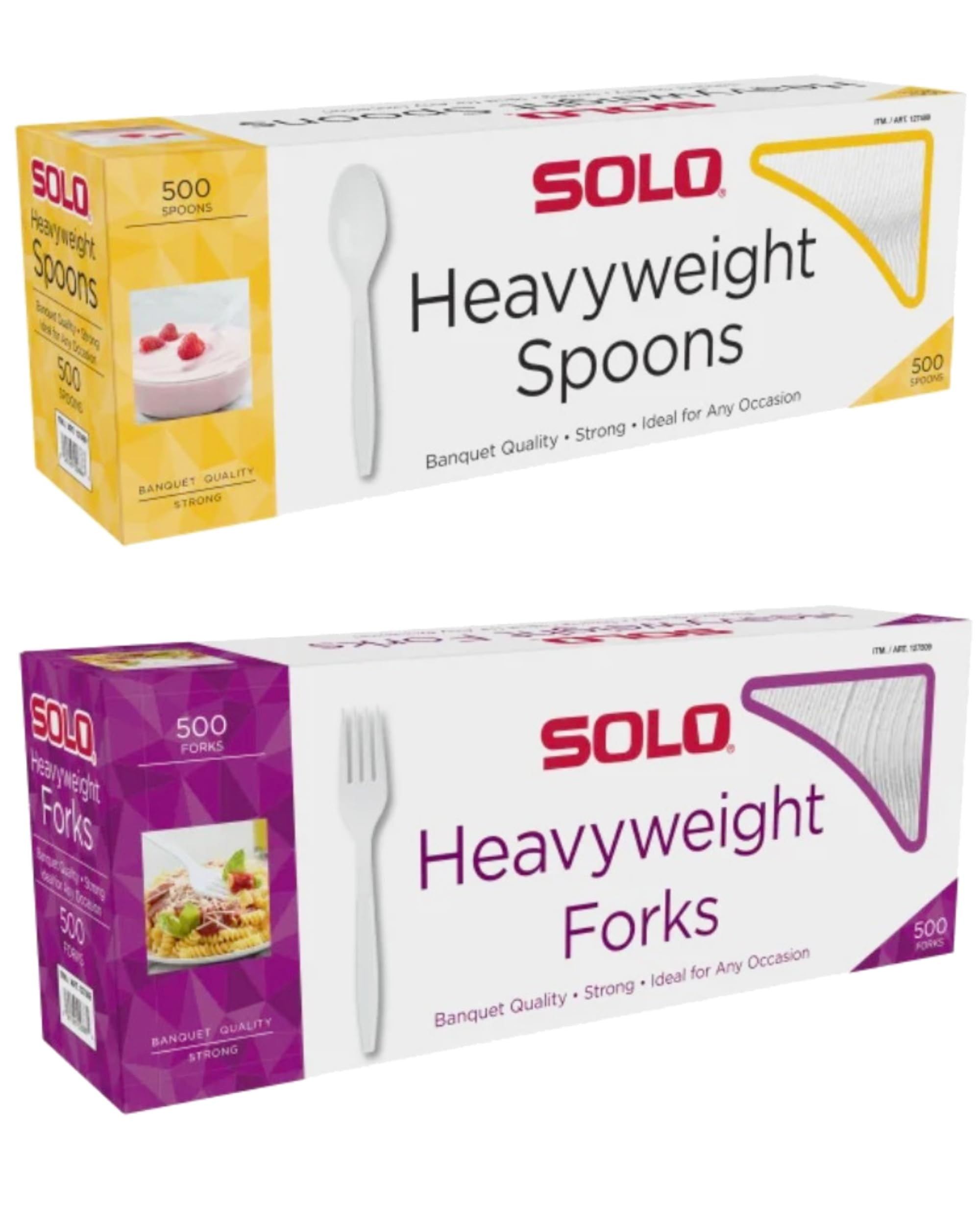 SOLO Thick Plastic Spoons and Forks, 500 per Pack, 2 Pack Bulk Utensils ...