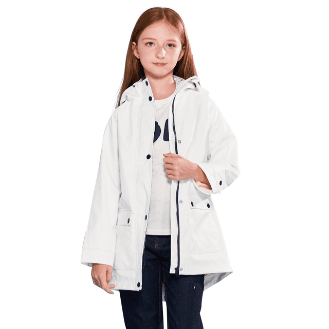 SOLOCOTE Girls Rain Jacket Lightweight Waterproof Raincoat Hooded Cotton Lined Long Windbreaker ...