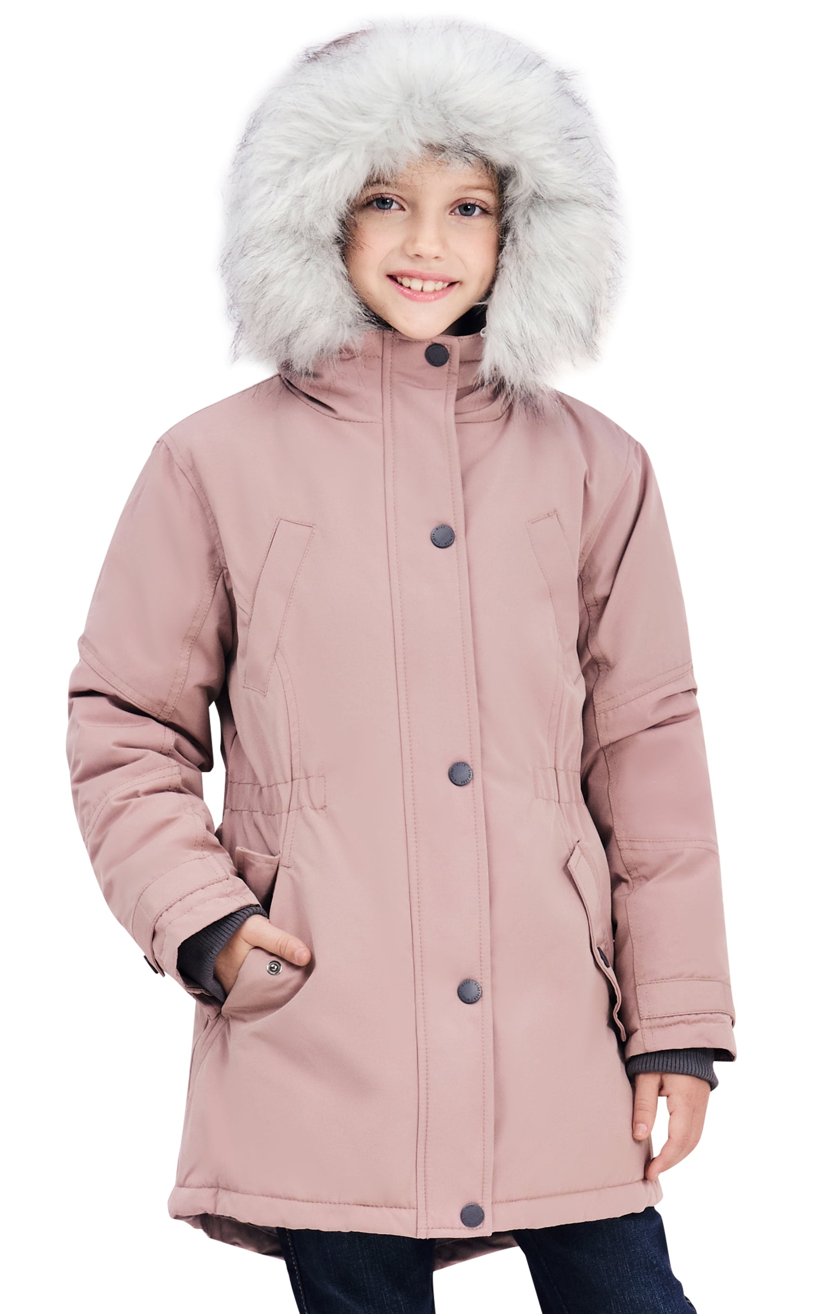 SOLOCOTE Girls Winter Coats Heavyweight Medium Length Warm Jacket With ...