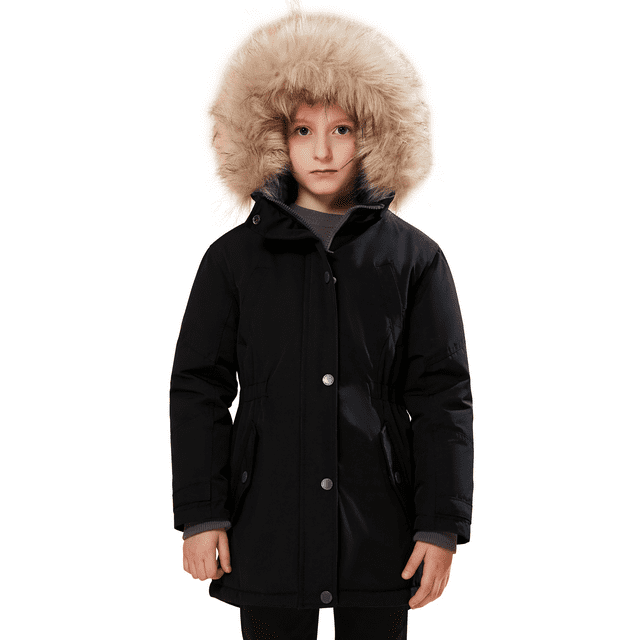 SOLOCOTE Girls Winter Coats Heavyweight Medium Length Warm Jacket With ...