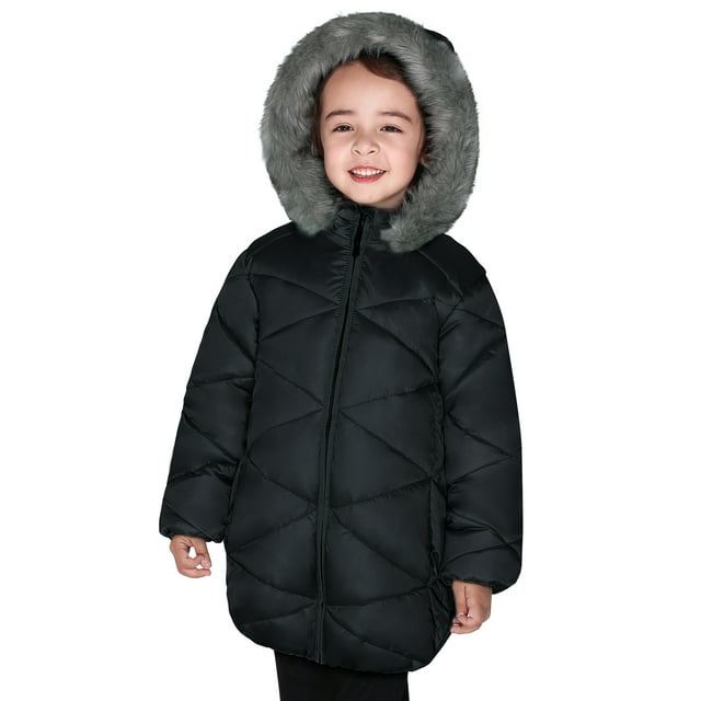 SOLOCOTE Girls Puffer Winter Coats, Hooded Sherpa Lined, Lightweight ...